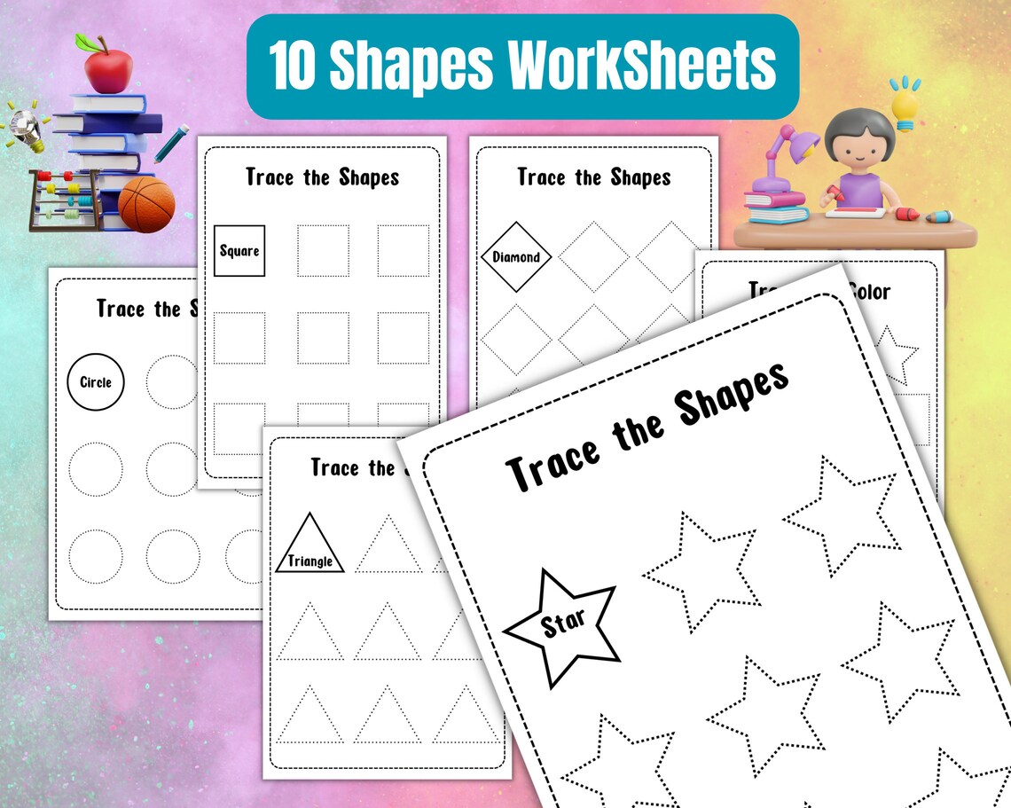 Preschool Worksheets 50 Pages Numbers, Counting, Math, Alphabet, Shapes ...
