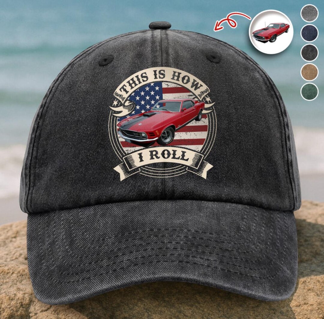 Custom Car Photo Washed Denim Hat Route 66 Baseball Cap - Etsy