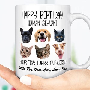 Good Morning Human Servant Personalized Custom Photo Dog Cat Head Mug ...