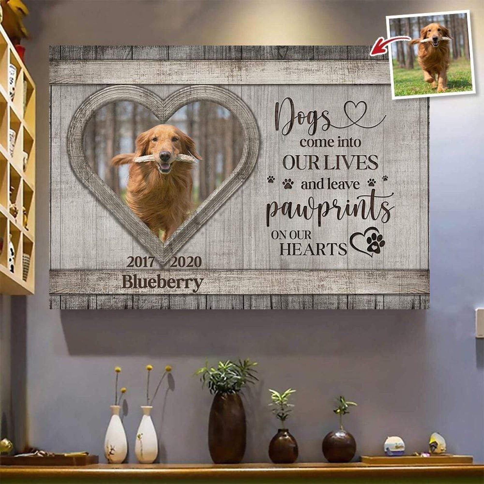Dogs Leave Paw Prints on Our Hearts Dog Canvas Personalized | Etsy