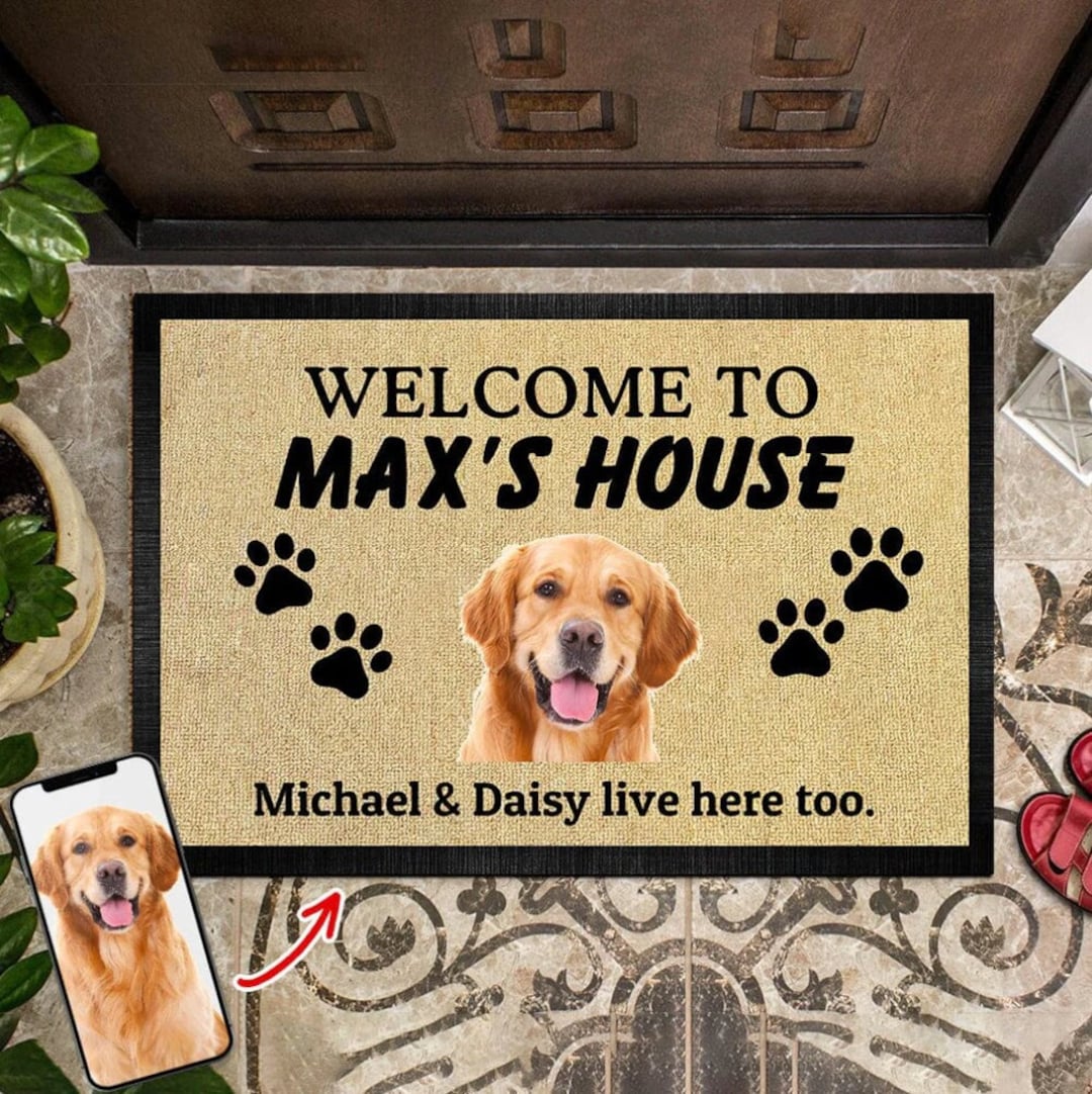 Custom Photo Welcome to House Dog Doormat - Etsy