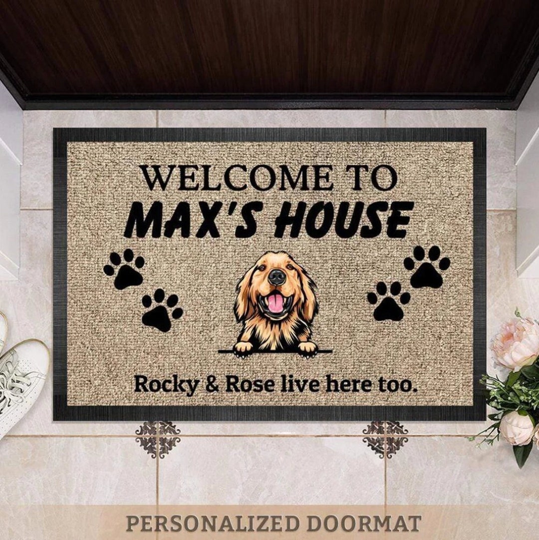 Personalized Dog Welcome Mat: Custom Pet Doormat, Dog Home Decor - Etsy