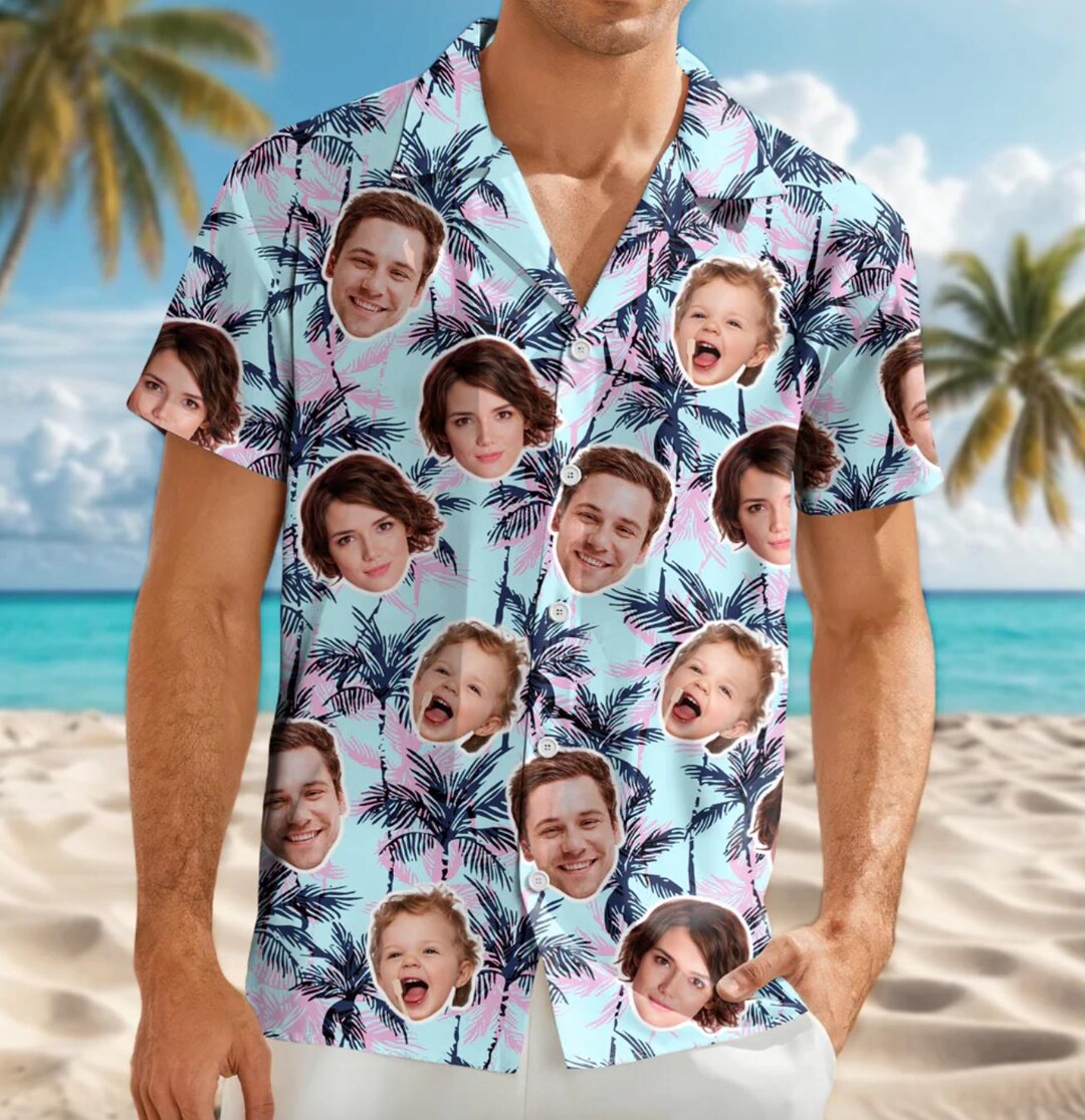 Custom Human Face Photo on Family Hawaii Shirt - Etsy