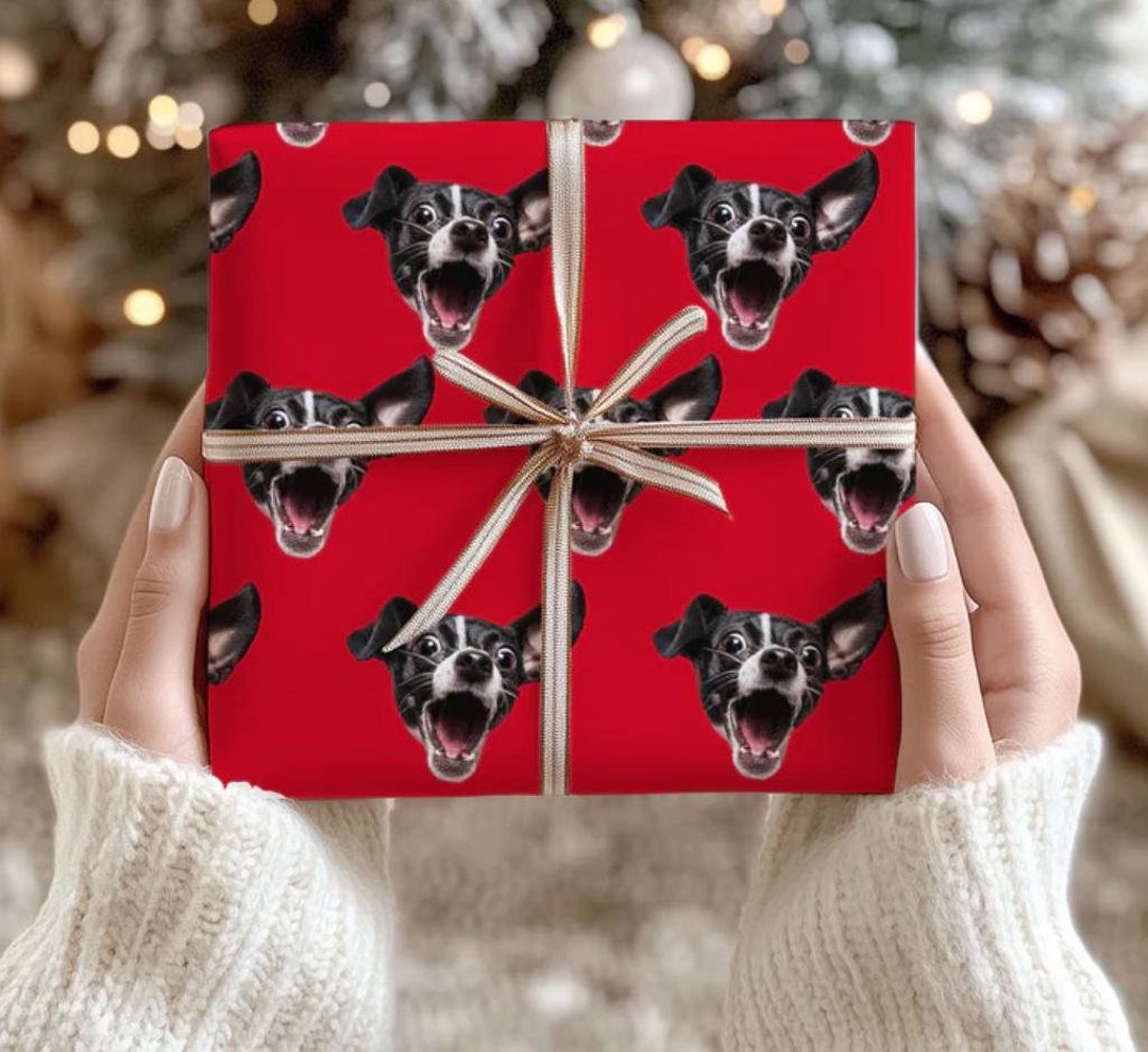 Personalized Face Wrapping Paper, Funny Photo Gift Wrap, Christmas ...