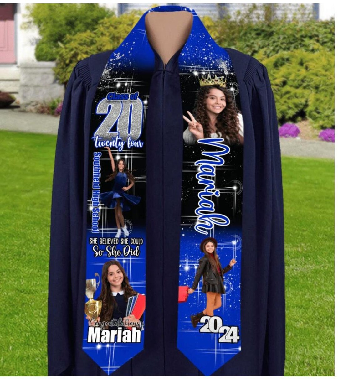 Custom Photo Graduation Stole: Personalized Silk Class of 2026 Sash - Etsy