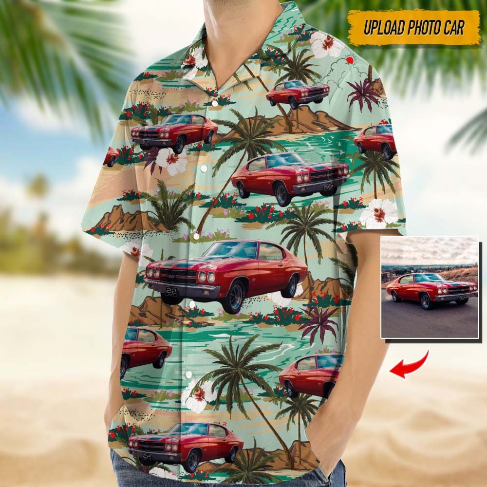 Upload Car Photo Hawaiian Shirt, Personalized Photo Upload Car Men's ...