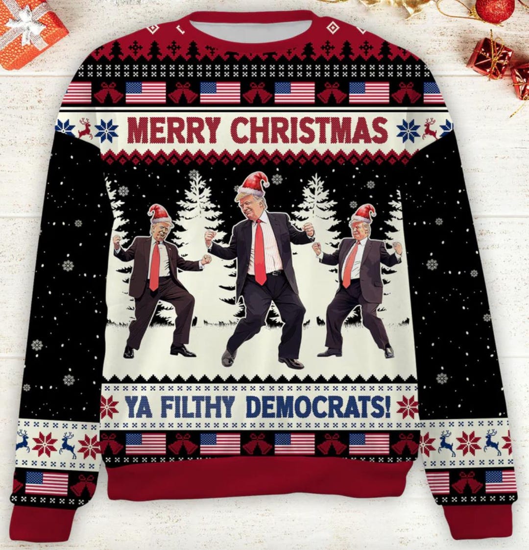 Funny Trump Dancing Ugly Christmas Sweater: Political Holiday ...
