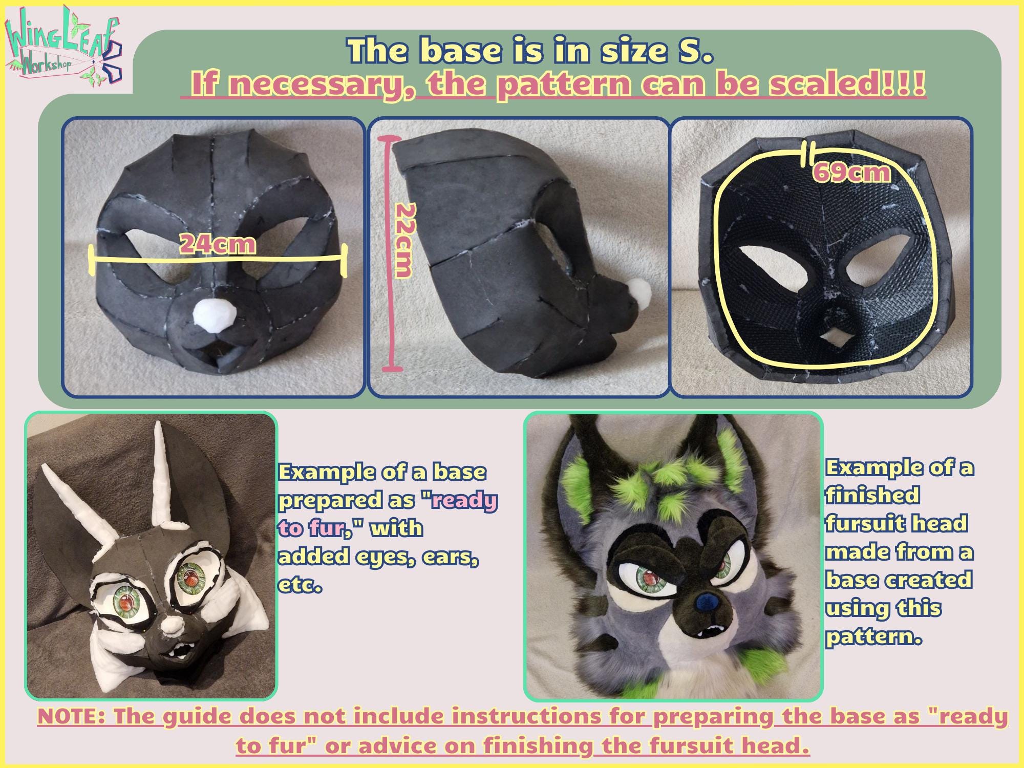 Fursuit Kemono Head Base PDF Pattern Detailed Guide/instruction for Creating Your Own Cute Furry ...