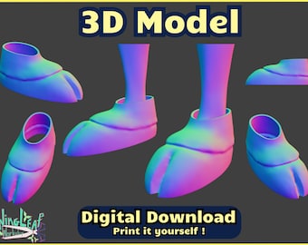 Fursuit Feet Paws Base 3D Model - Hooves Plantigrade STL, Blend ...