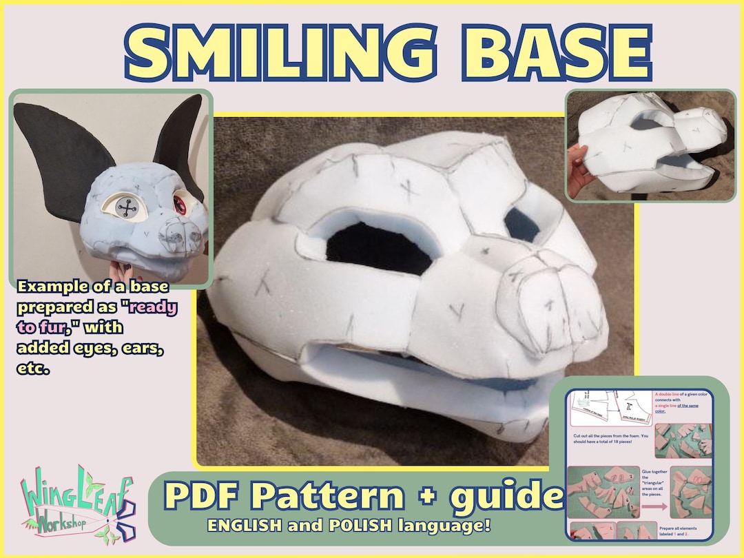 Opossum, Possum, Bat Fursuit Toony Smiling Head Base PDF Pattern ...