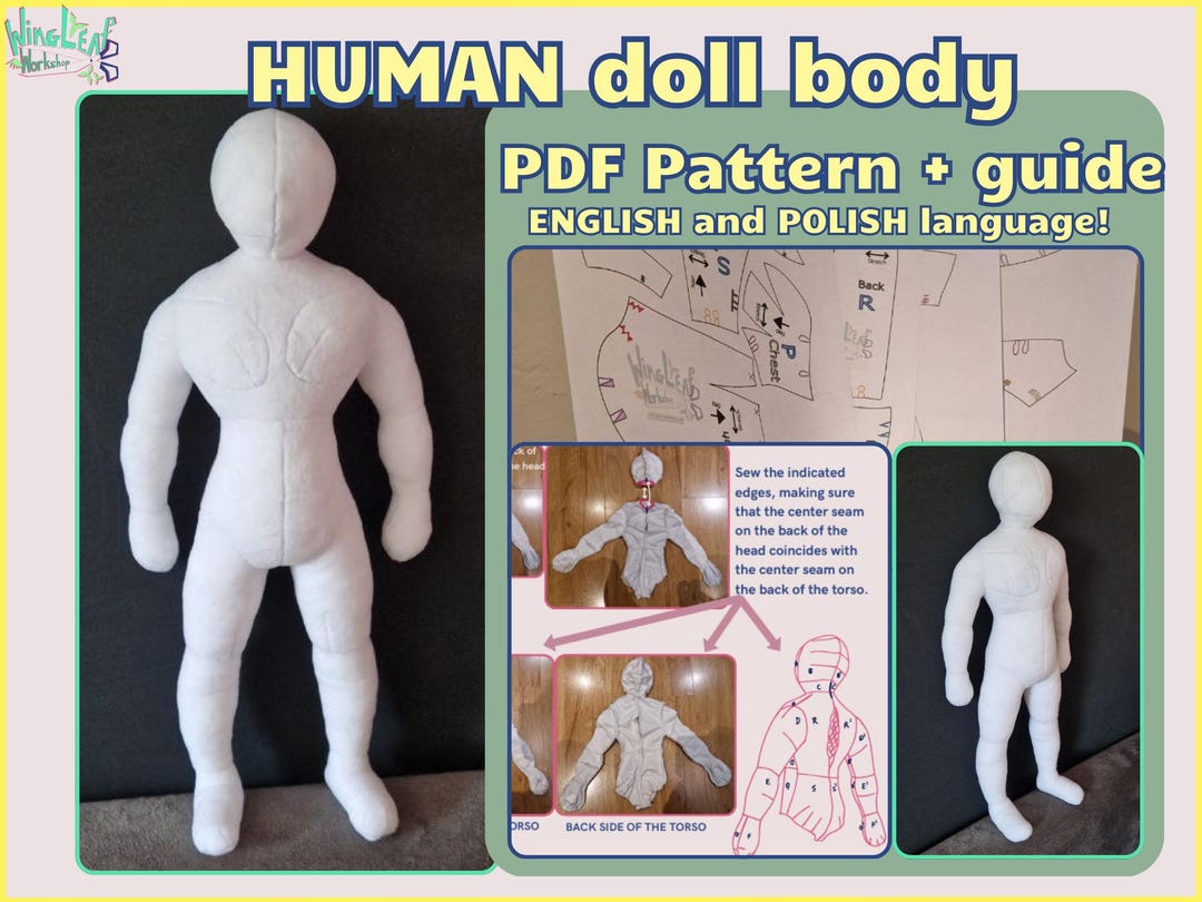 Plush 50cm Doll Body PDF Pattern + Detailed Instructions/guide for ...