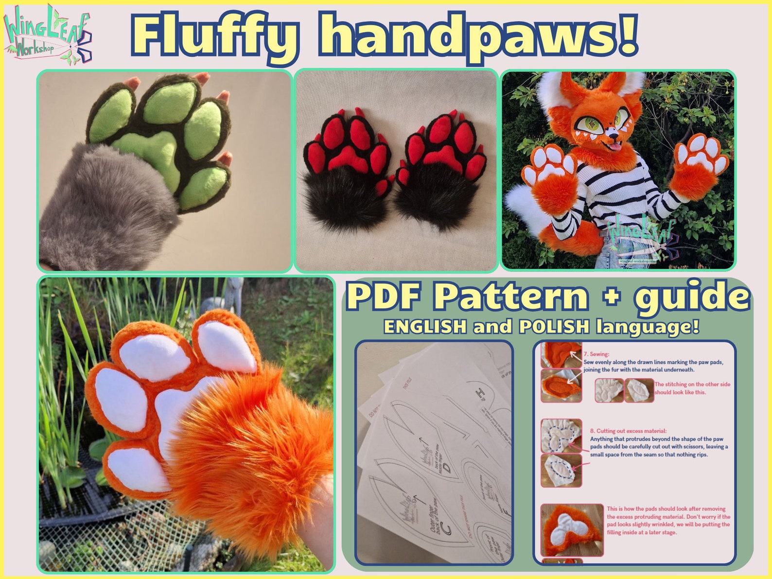 Fluffy Handpaws PDF Pattern Detailed Instructions/guide Available for ...