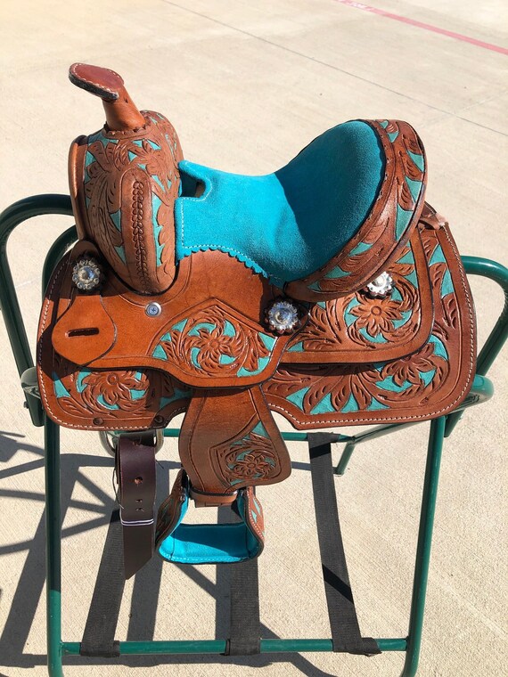 Kids Western Horse Barrel Saddle Horse Floral Tooled Leather 8 - Etsy