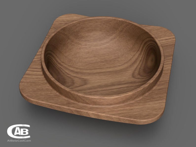 Elegant Wooden Bowl – Rectangular Design – Unique 3D Model for CNC & 3D ...