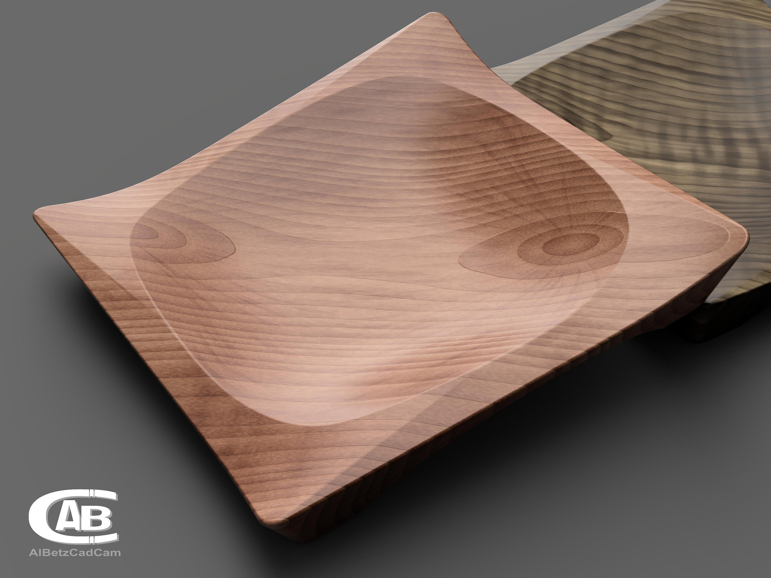Elegant Wooden Bowl – Rectangular Design – Unique 3D Model for CNC & 3D ...