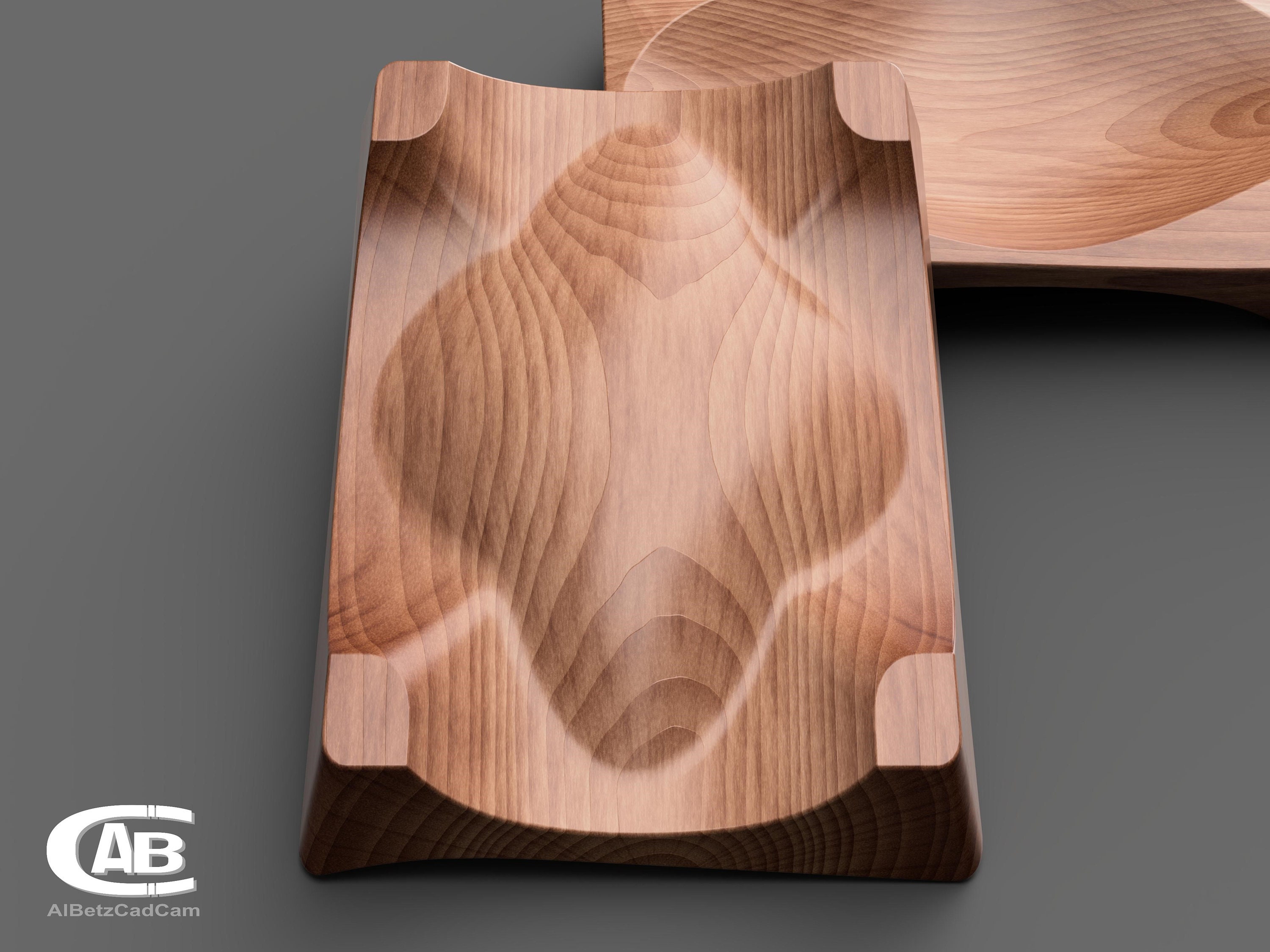Elegant Wooden Bowl – Rectangular Design – Unique 3D Model for CNC & 3D ...