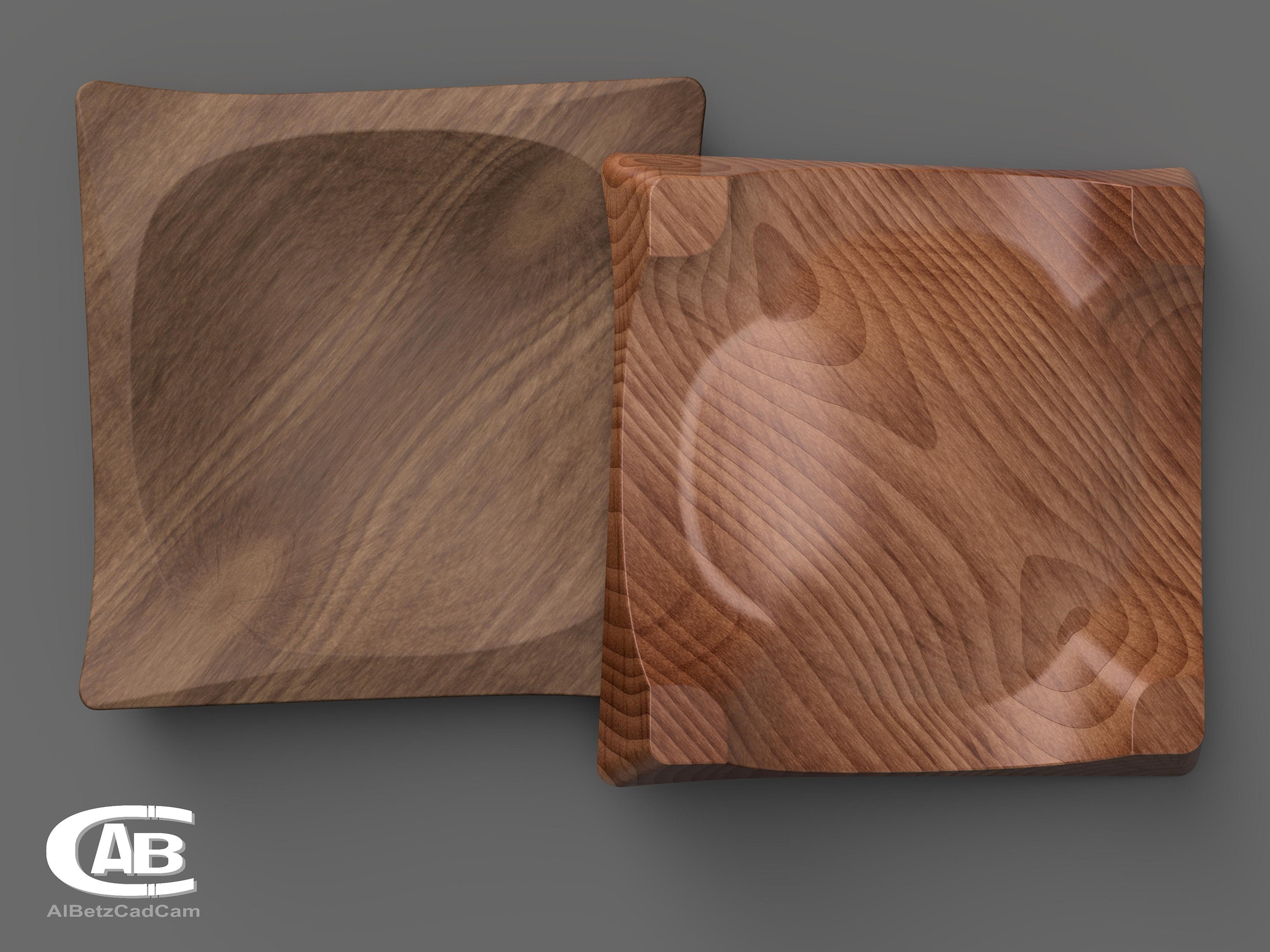 Elegant Wooden Bowl – Rectangular Design – Unique 3D Model for CNC & 3D ...