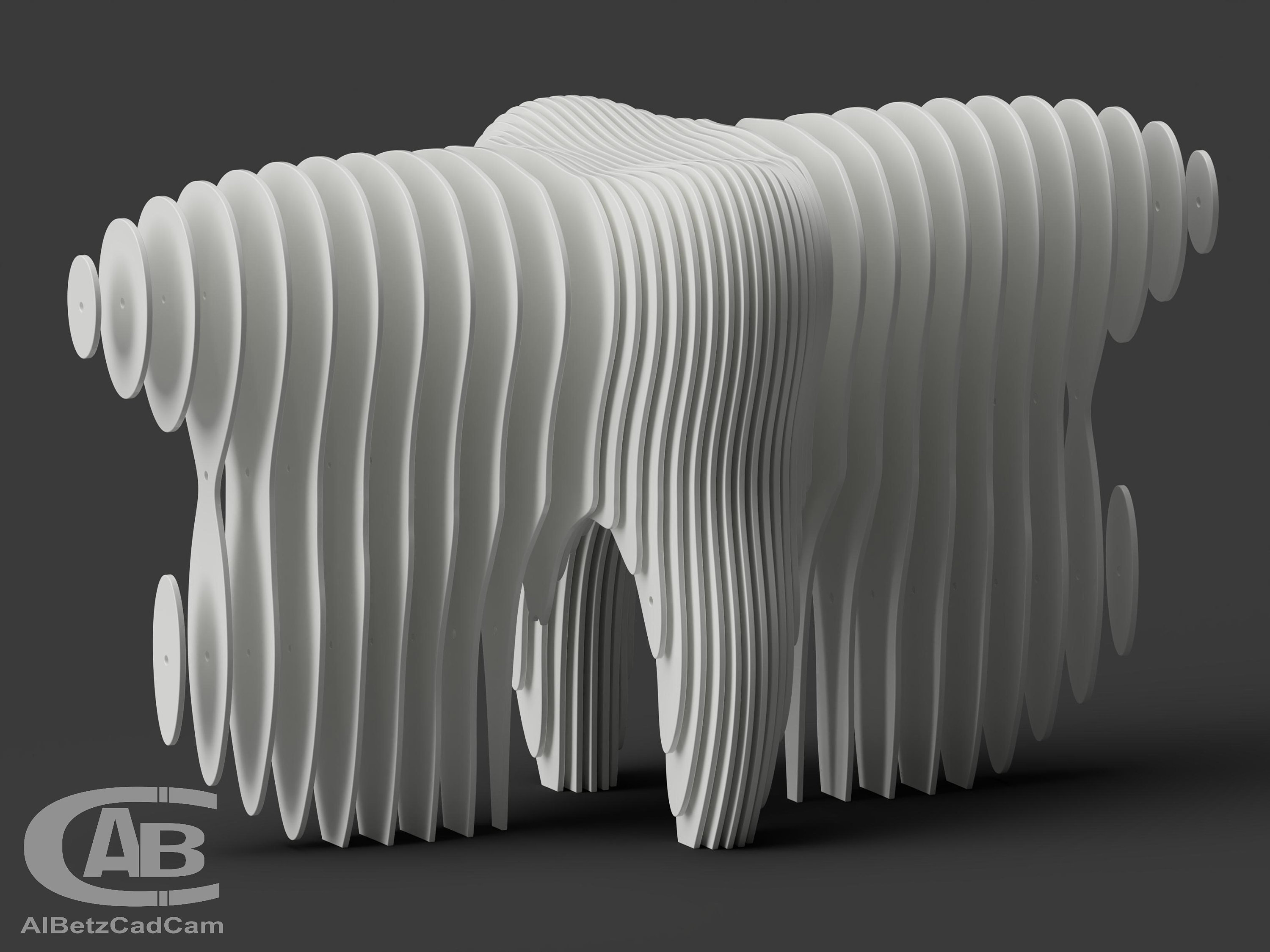 Parametric Tooth-shaped Side Table – Digital File for CNC or Laser ...