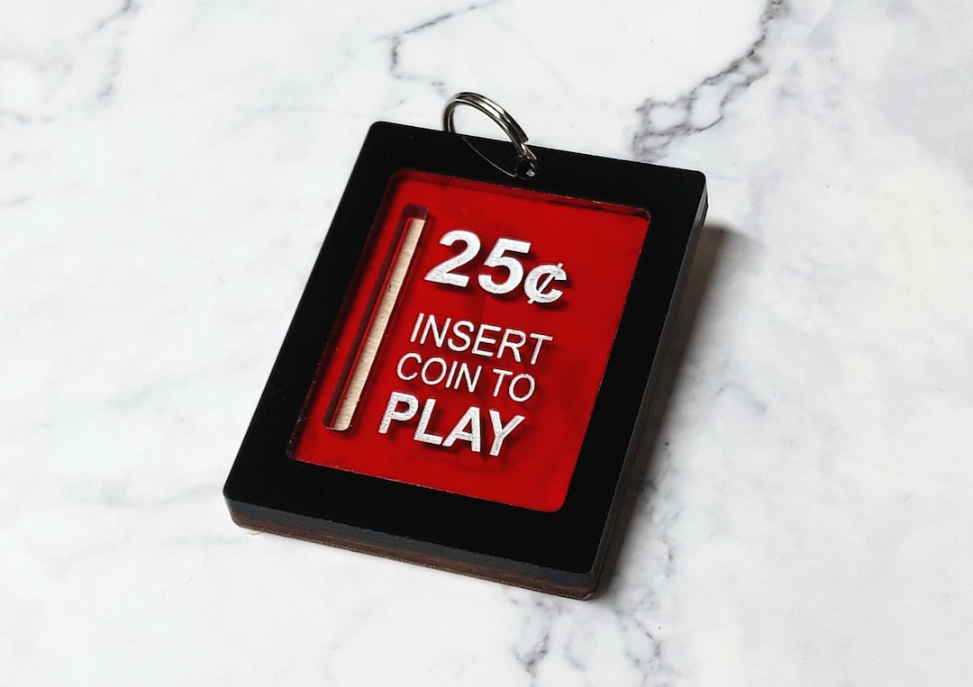 INSERT COIN - Retro Arcade Keychain 80s 90s Nostalgia Coin Op Gamer ...