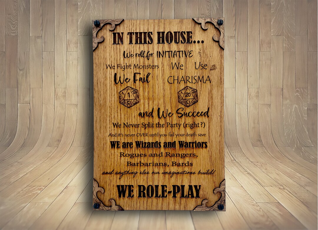 In This House We Role-play - Roleplay Wall Art Wooden Gaming Sign, Game ...