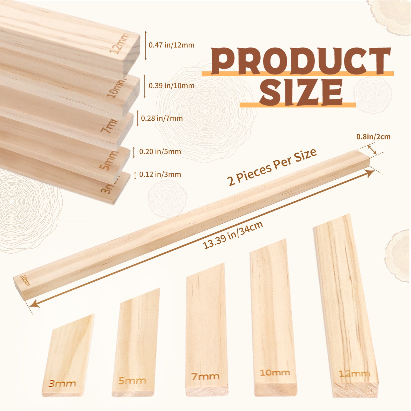 10 Pcs Clay Pottery Rolling Guides- 5 Size Wooden Rolling Pin Guides ...
