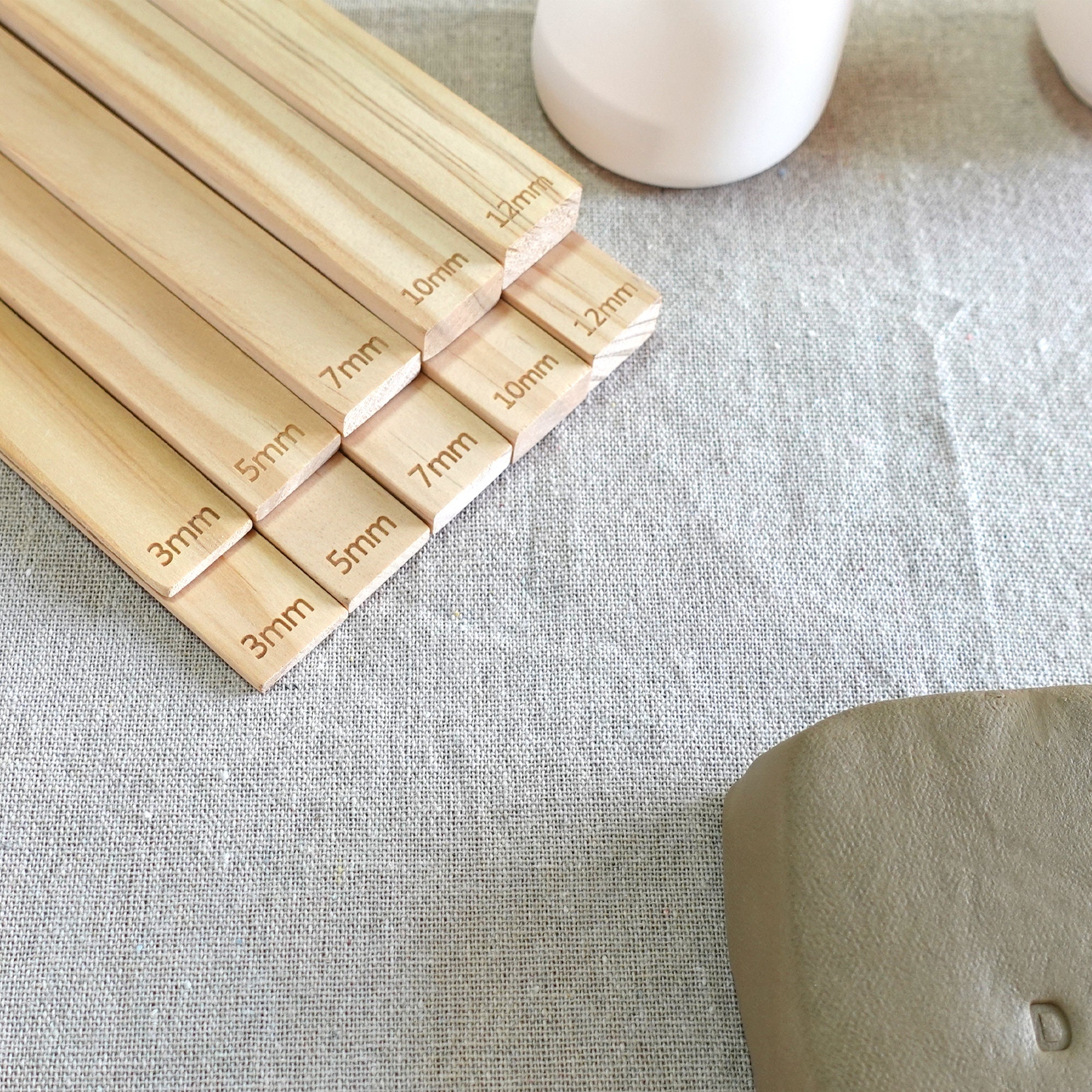 10 Pcs Clay Pottery Rolling Guides- 5 Size Wooden Rolling Pin Guides ...