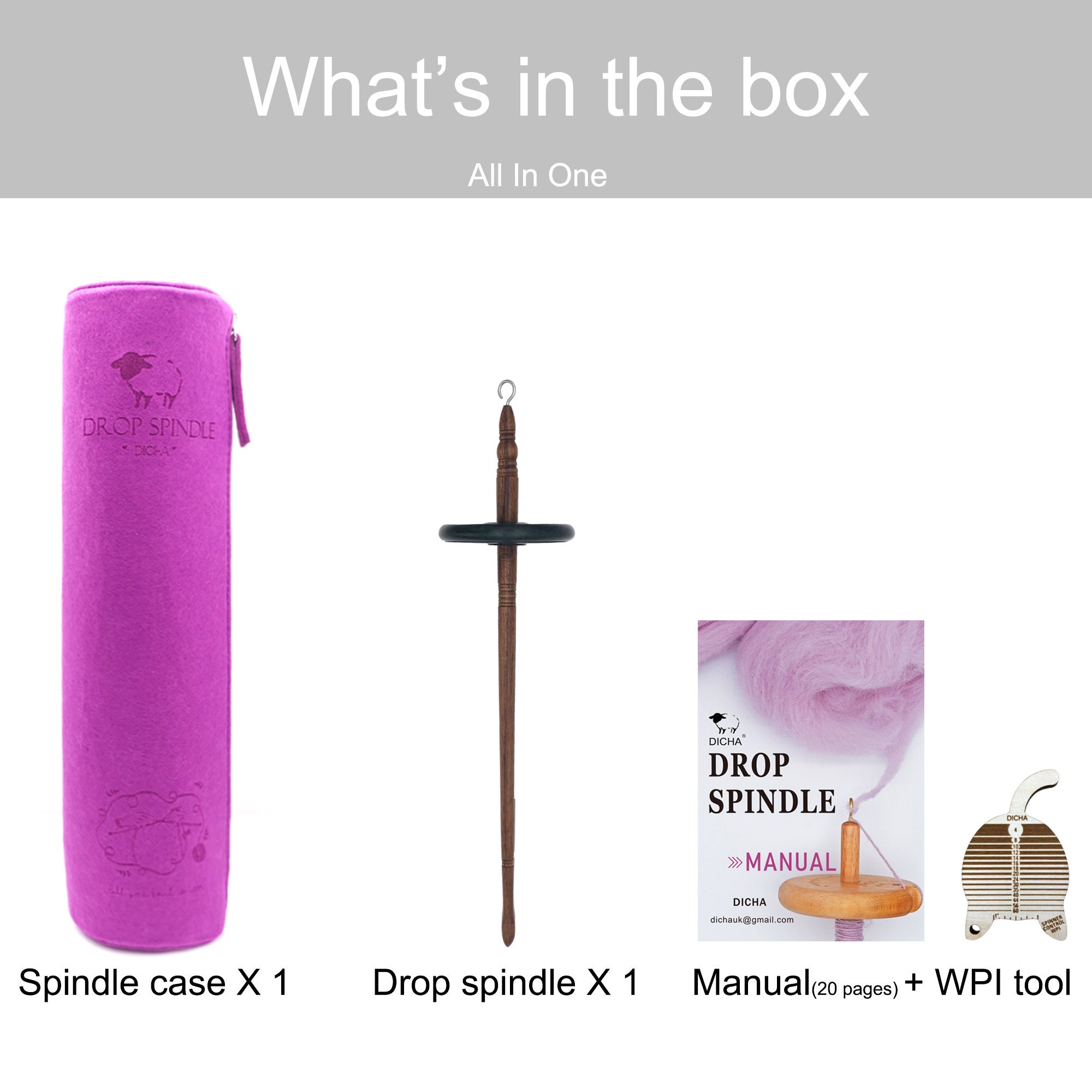 2.7 Drop Spindle Kit With Tutorial weaving Spinning Wheels for ...