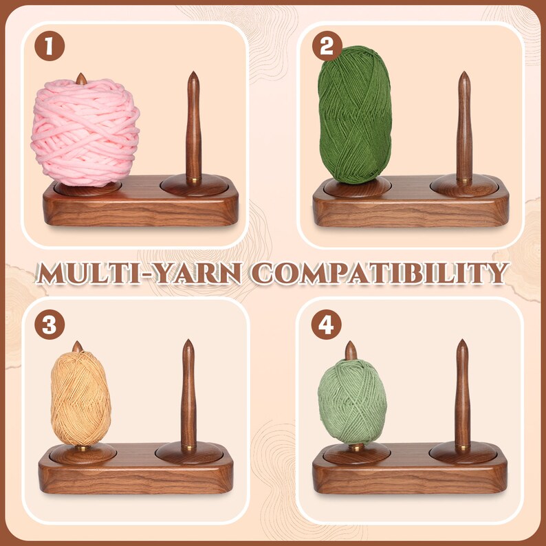 DICHA Black Walnut Double Wood Yarn Holder-advanced Metal Twirling ...