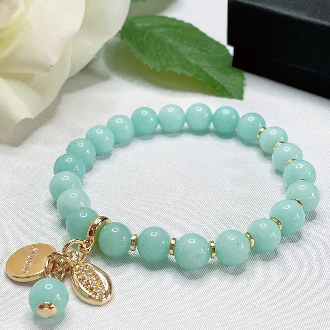 Gorgeous Mint Jade Bracelet Woman Blue Bracelet Charms Bracelet Gift ...