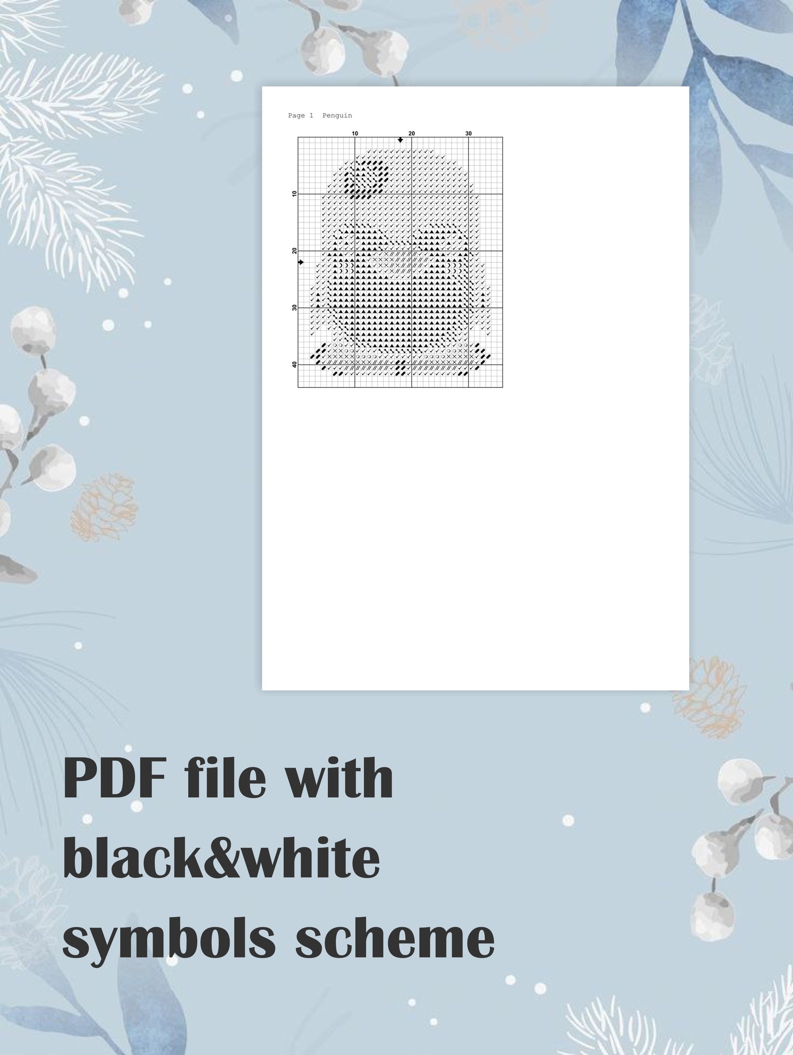 Penguin Mini Cross Stitch Pattern PDF Cute Penguin Cross - Etsy