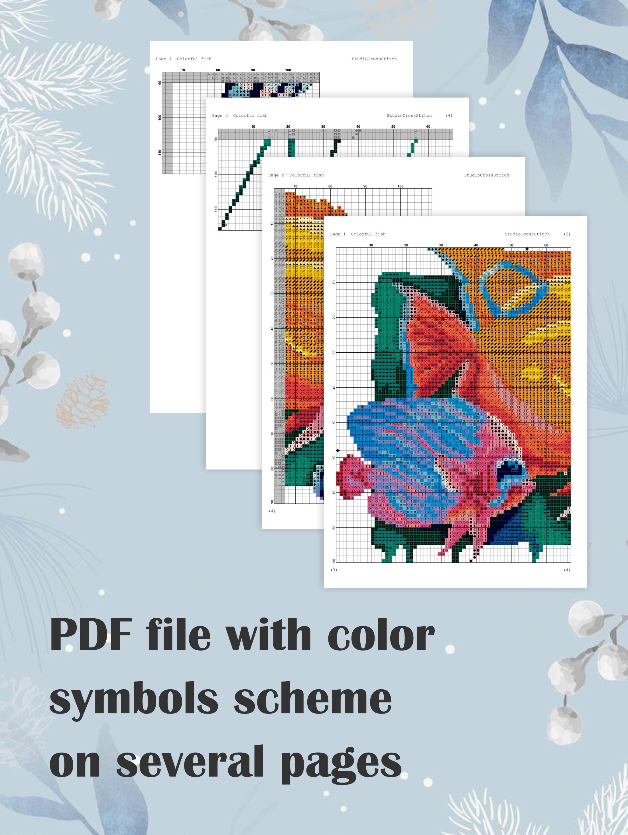 Colorful Fish Cross Stitch Pattern PDF, Tropical Fish Cross Stitch ...