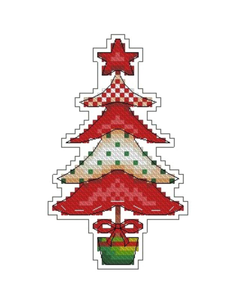 Set of 4 Mini Christmas Trees Cross Stitch Pattern PDF Modern - Etsy