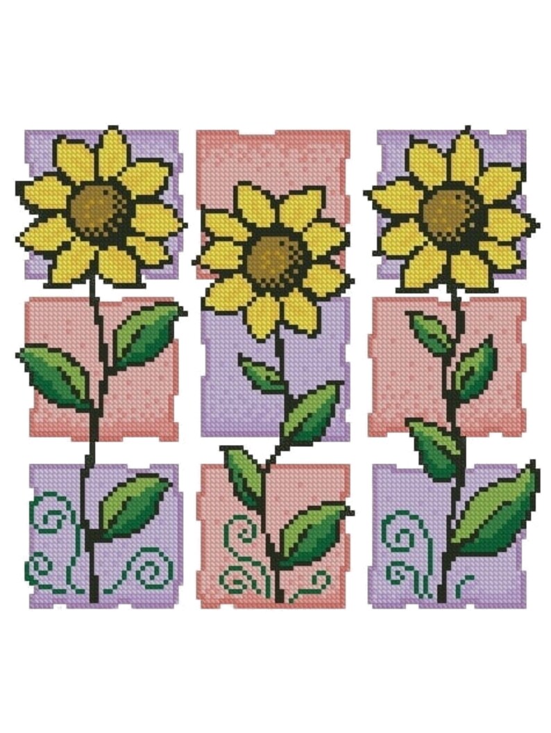 Sunflowers cross stitch patterns PDF Flowers Cross Stitch | Etsy