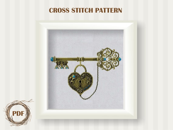 Key of Heart Cross Stitch Pattern PDF Happiness Key Counted | Etsy