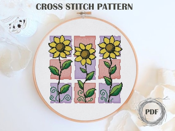 Sunflowers cross stitch patterns PDF Flowers Cross Stitch | Etsy