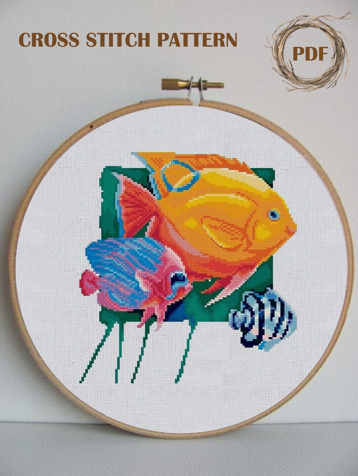 Colorful Fish Cross Stitch Pattern PDF Tropical Fish Cross - Etsy
