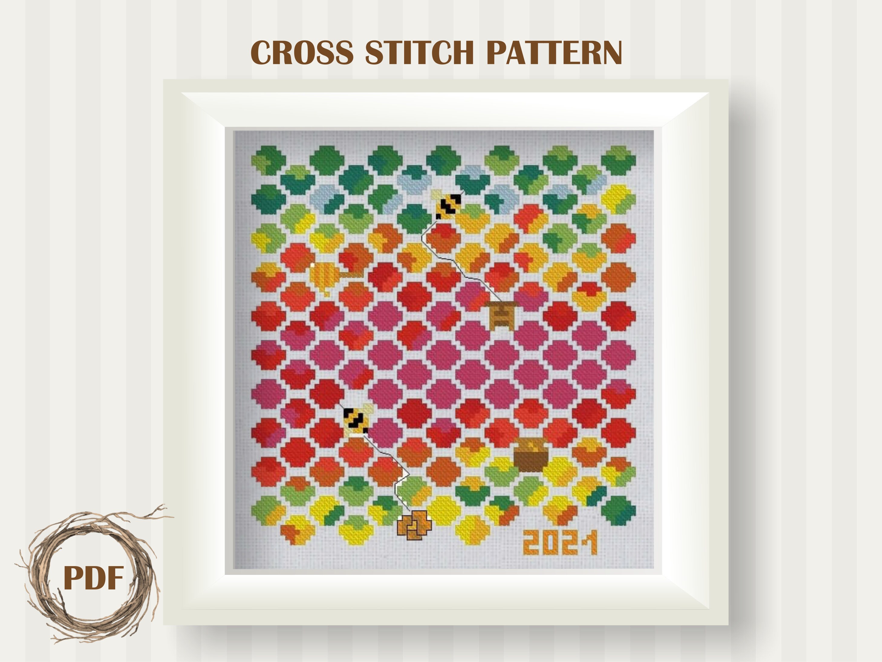 Temperature Cross Stitch Pattern PDF, Honeycomb Cross Stitch Chart, 365 ...