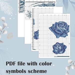 Blue Rose Cross Stitch Pattern PDF, Flower Cross Stitch, Easy PDF ...