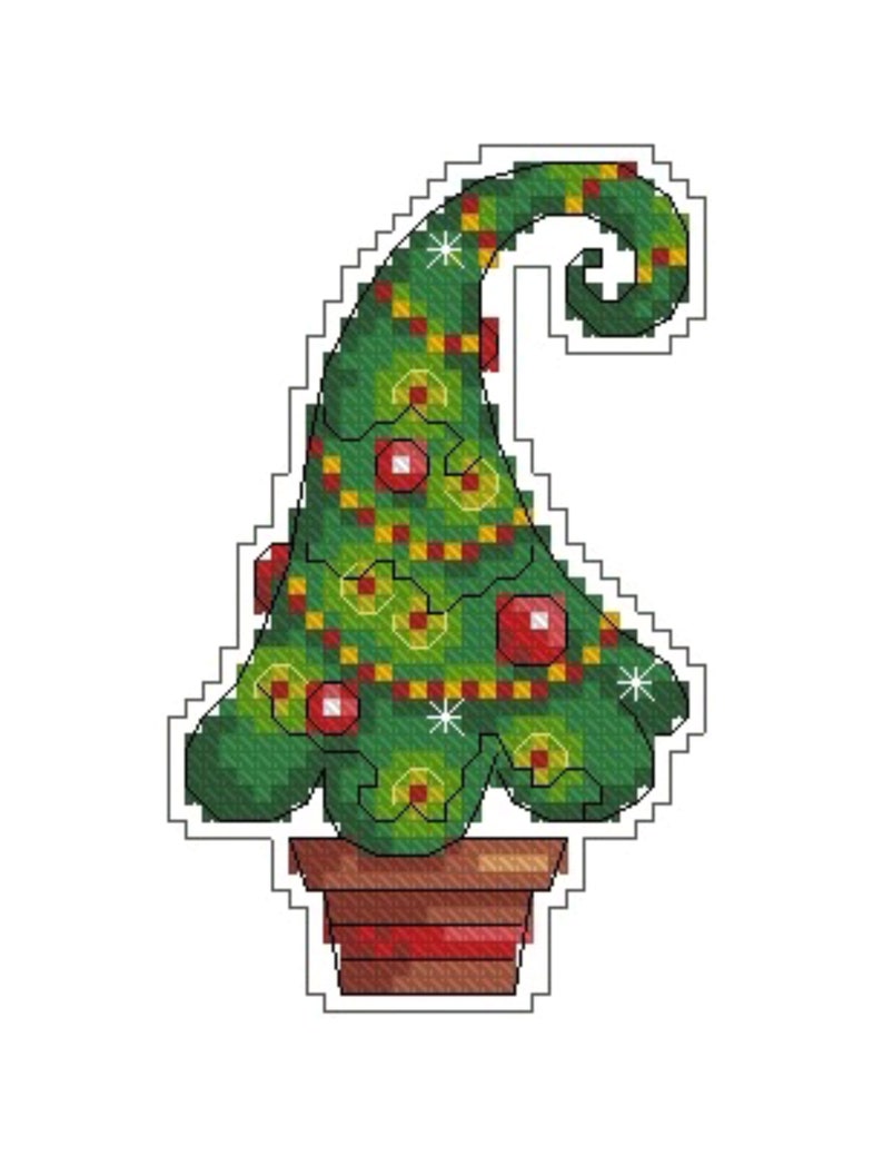 Set of 4 Mini Christmas Trees Cross Stitch Pattern PDF Modern - Etsy