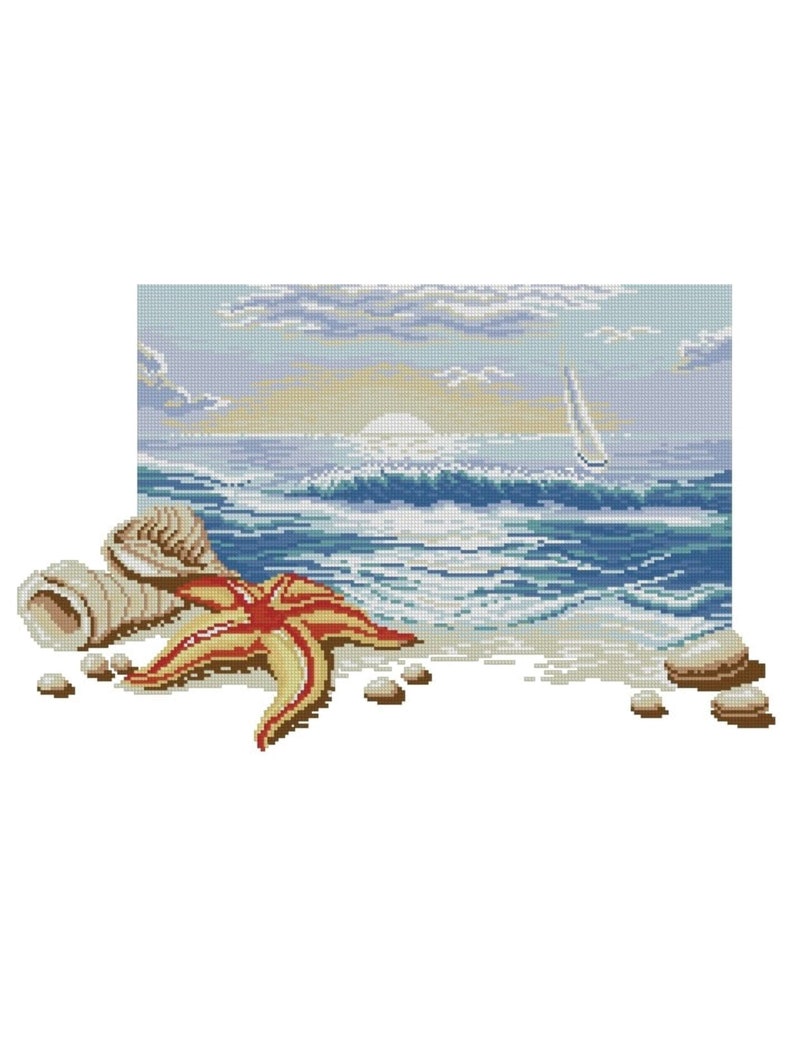 Ocean Cross Stitch Pattern PDF Beach Cross Stitch Chart Sea - Etsy