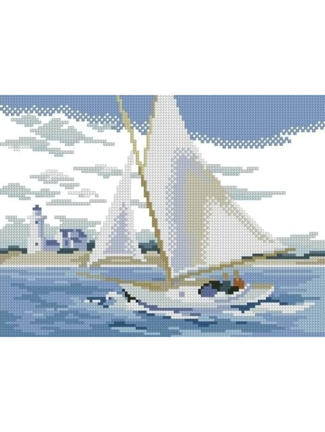 Sailboat Cross Stitch Pattern PDF Seascape Cross Stitch - Etsy