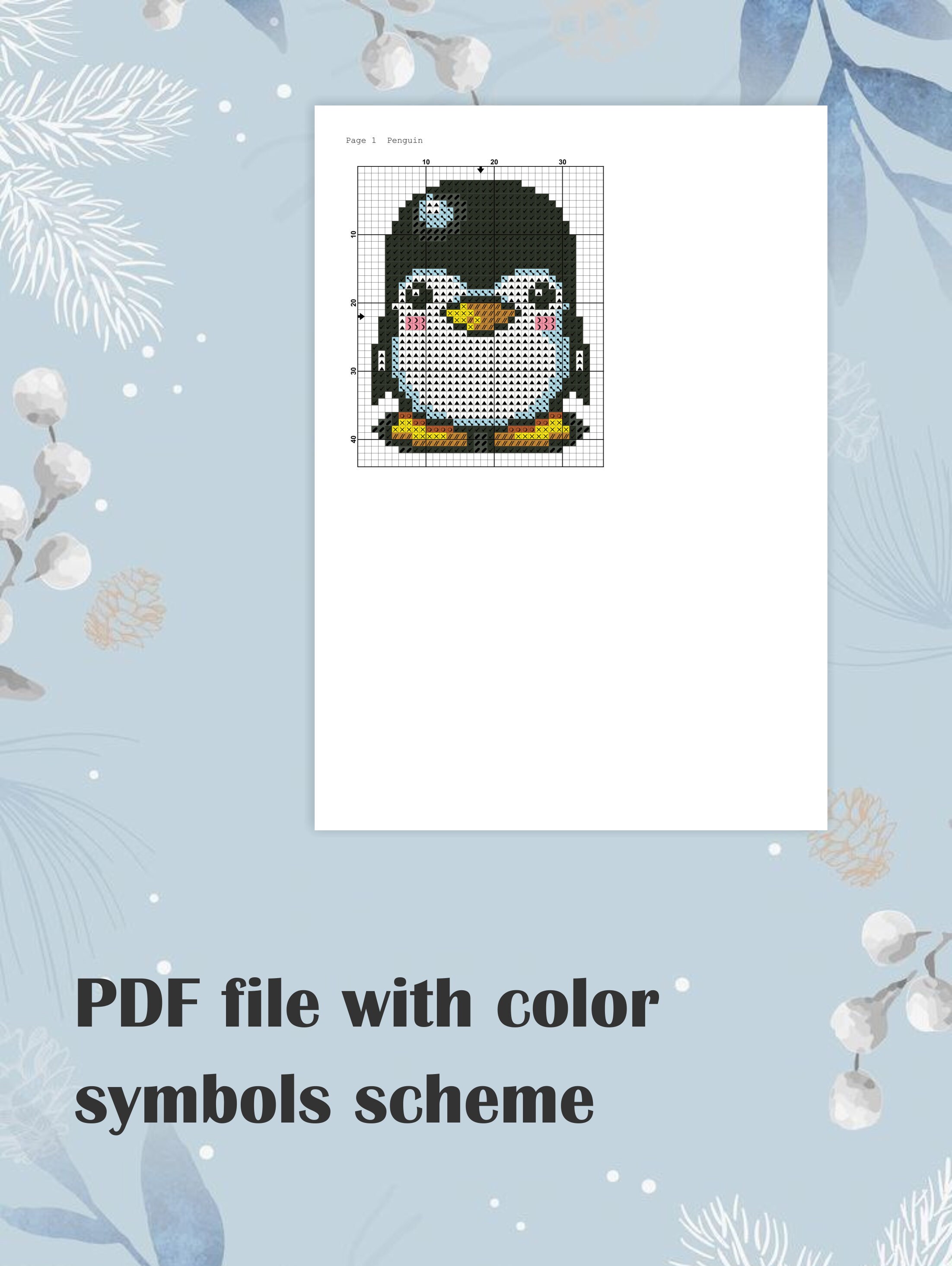 Penguin Mini Cross Stitch Pattern PDF, Cute Penguin Cross Stitch ...