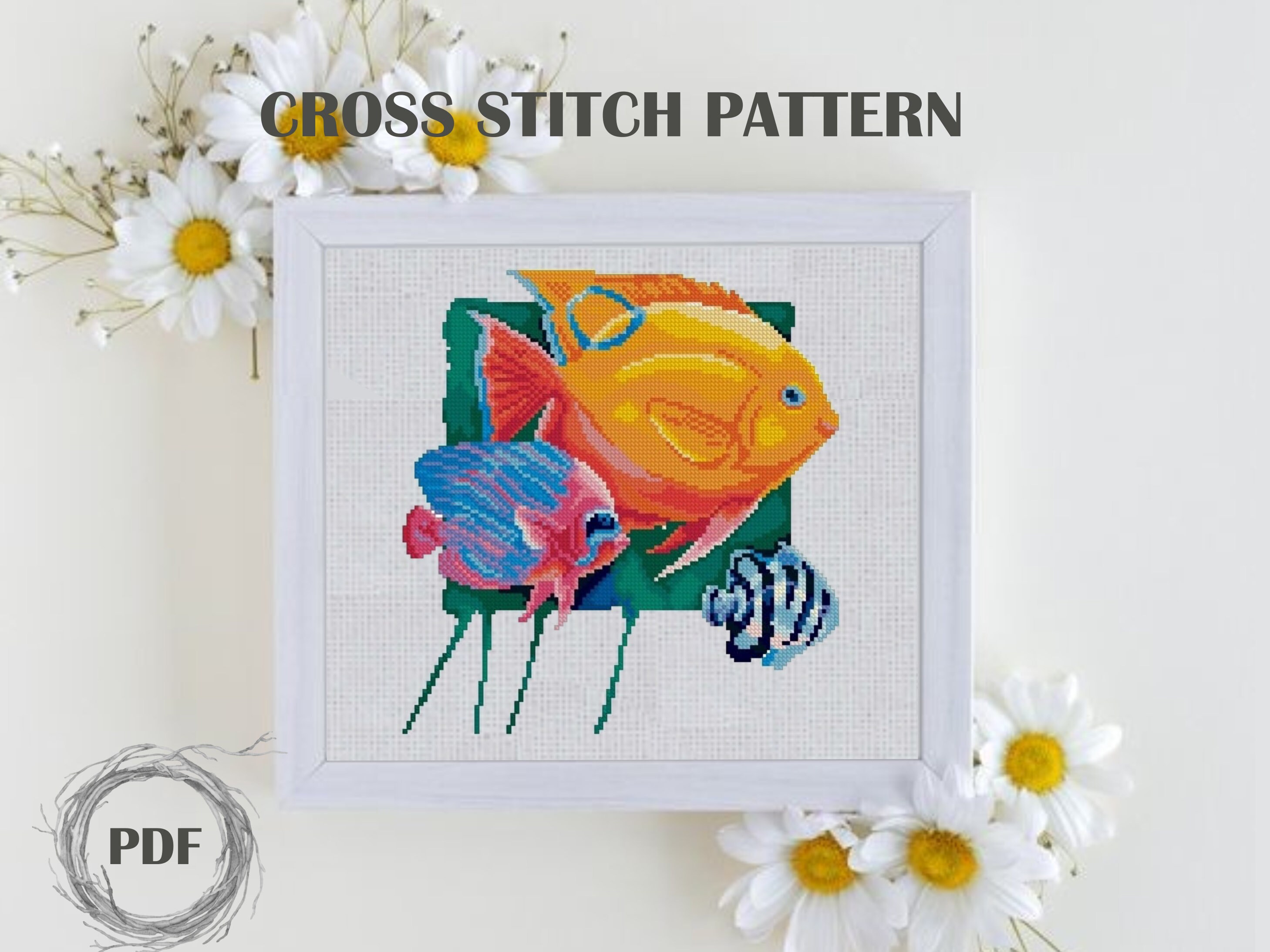 Colorful Fish Cross Stitch Pattern PDF, Tropical Fish Cross Stitch ...