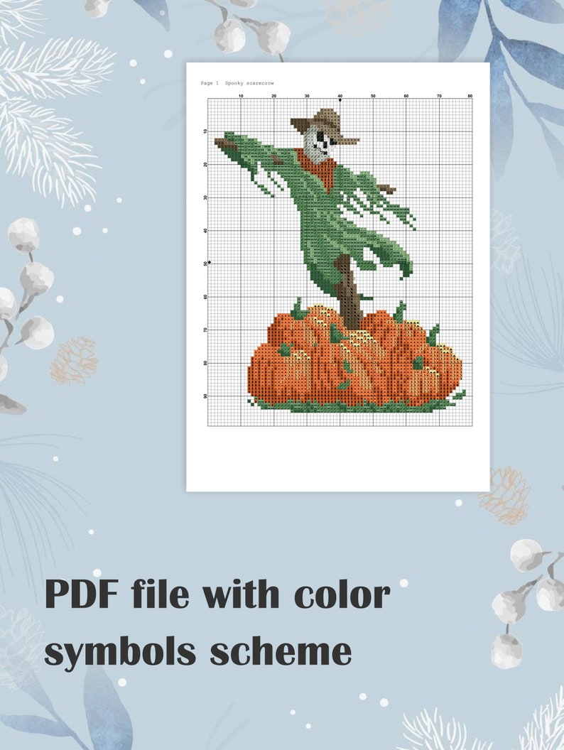 Spooky Scarecrow Halloween Cross Stitch Pattern PDF, Horror Xstitch ...