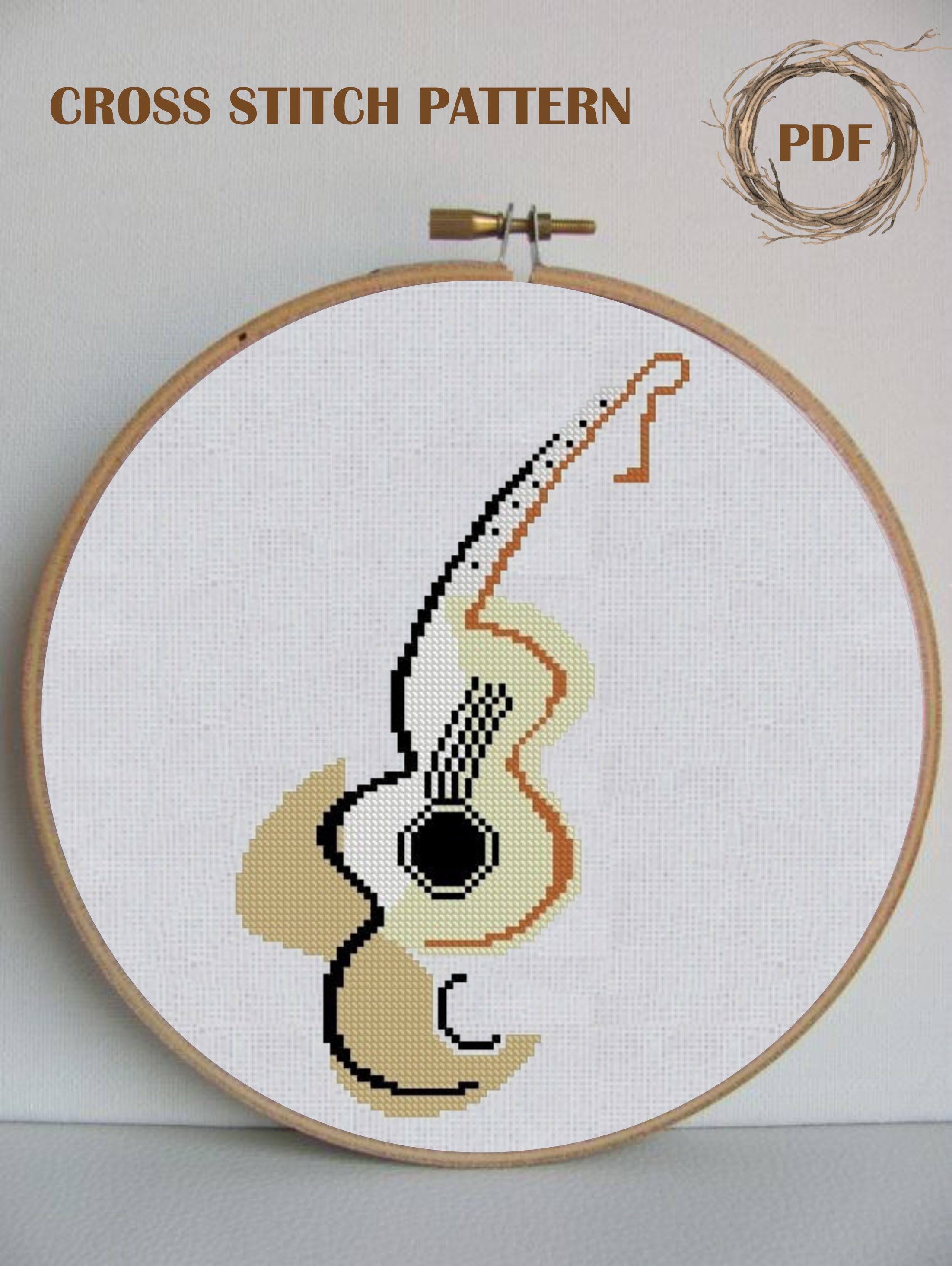 Guitar Cross Stitch Pattern PDF Musical Instrument Cross - Etsy
