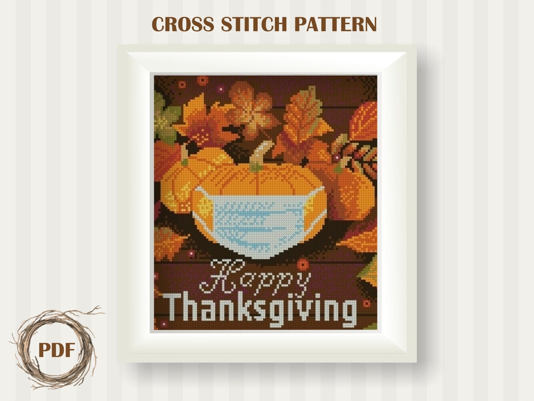 Happy Thanksgiving Cross Stitch Pattern PDF, Thanksgiving Day Cross ...