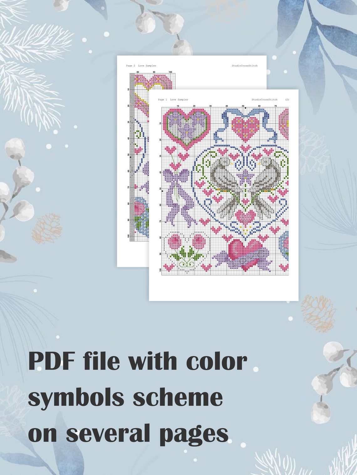 Love Hearts Sampler Cross Stitch Pattern PDF Valentines Day | Etsy