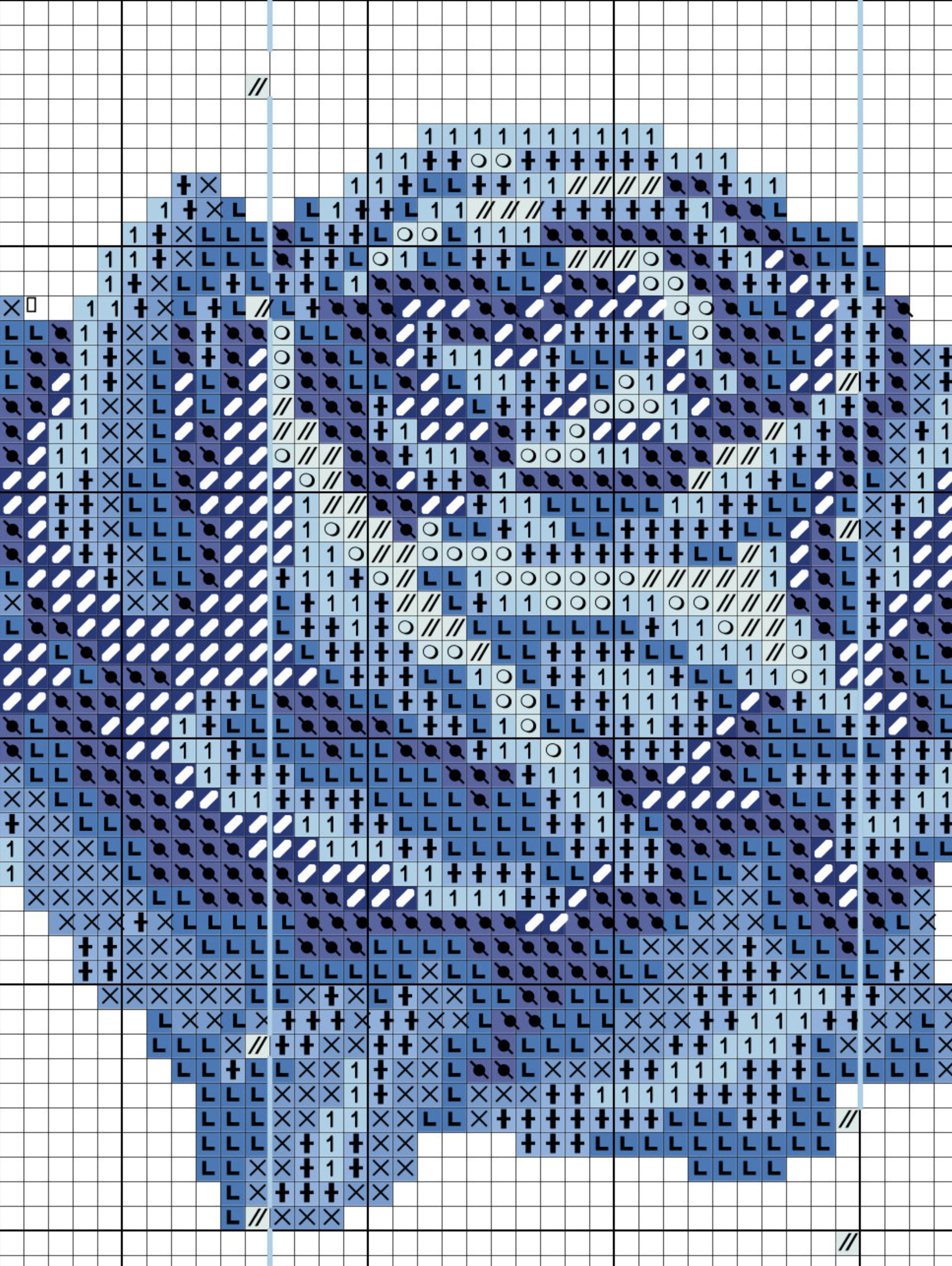 Blue Rose Cross Stitch Pattern PDF Flower Cross Stitch Easy - Etsy