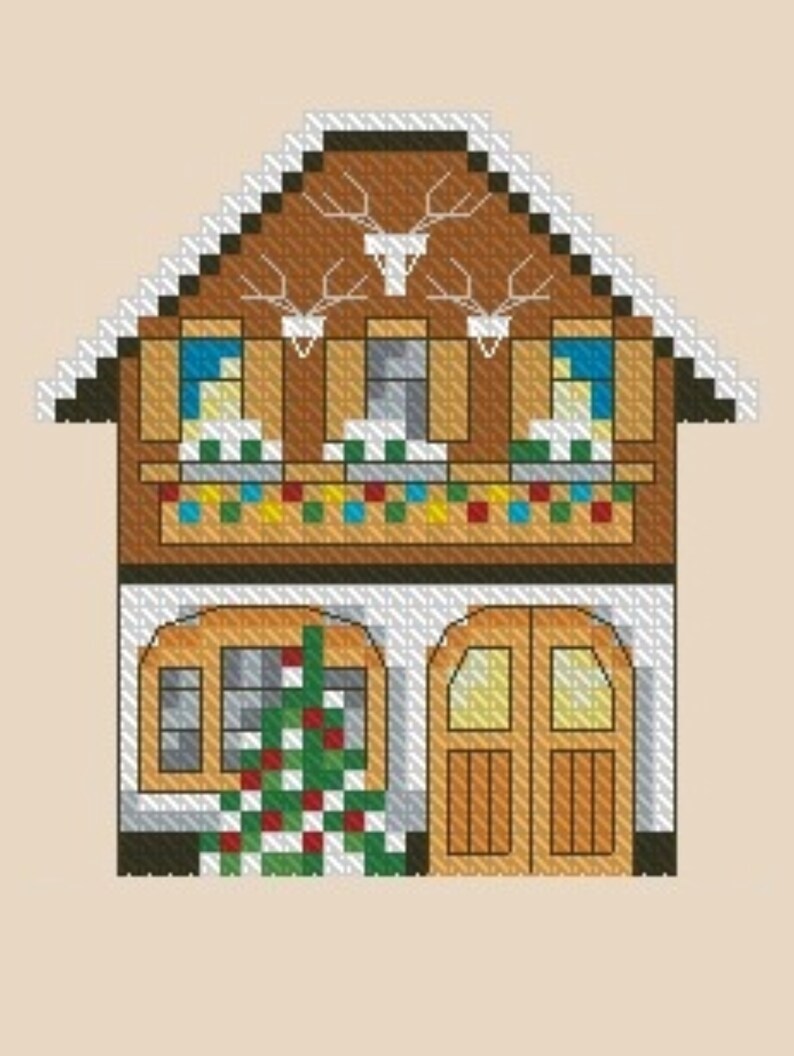 Set of 4 Christmas Houses Cross Stitch Pattern PDF, Winter Houses ...