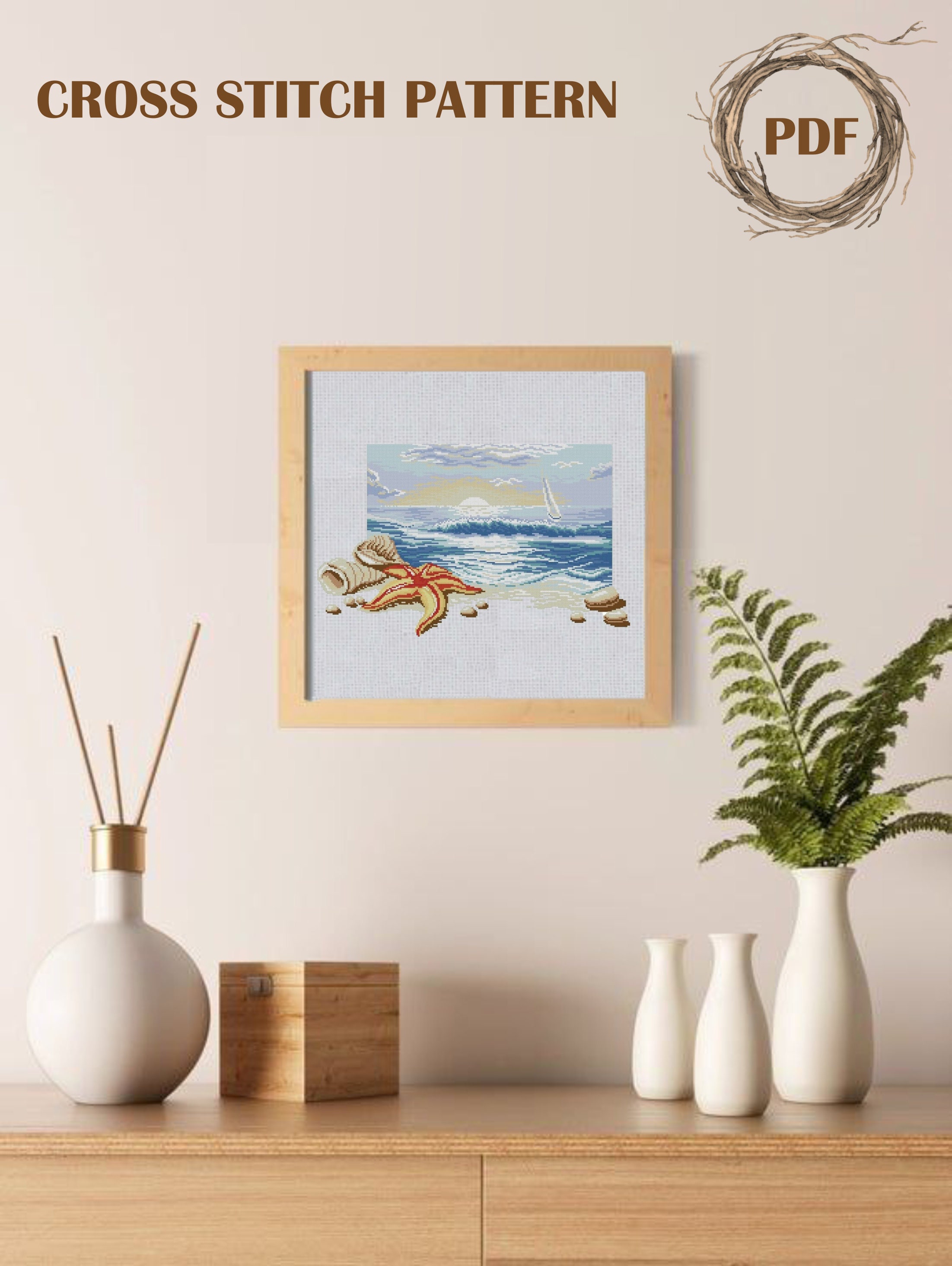 Ocean Cross Stitch Pattern PDF Beach Cross Stitch Chart Sea - Etsy